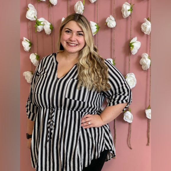 torrid | Tops | Torrid Size 5 Black White Stripped Pull String Waist ...